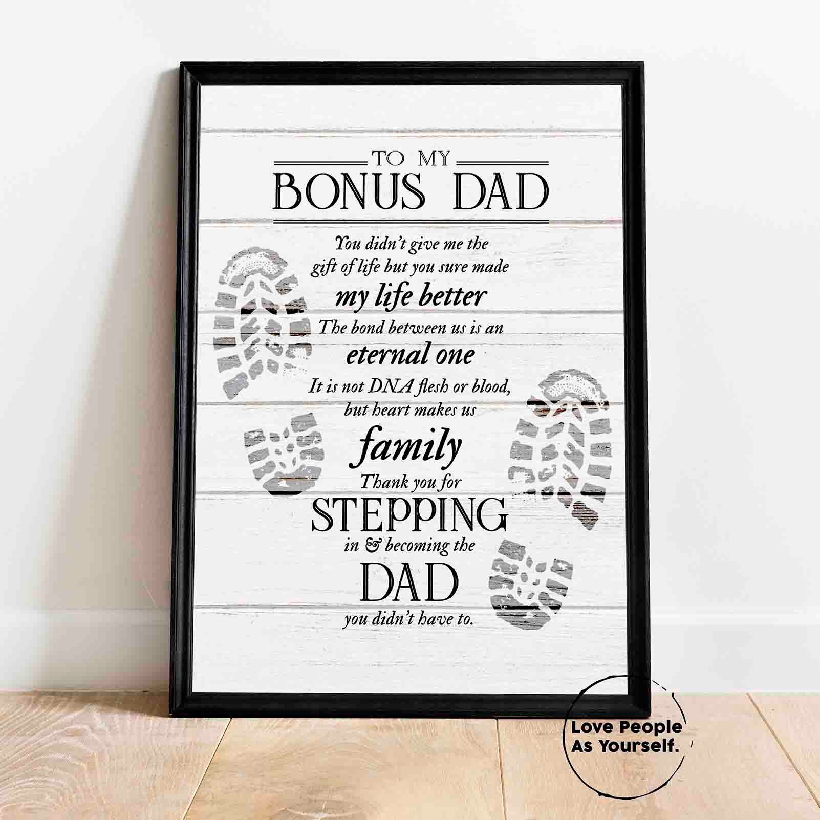 Bonus Dad Step Dad Print Poster Fathers Day Gift Thank You | Etsy