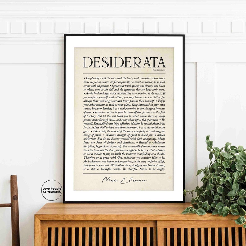 Desiderata Poem, Max Erhmann Print, Desiderata Poster, Poetry Wall Art ...