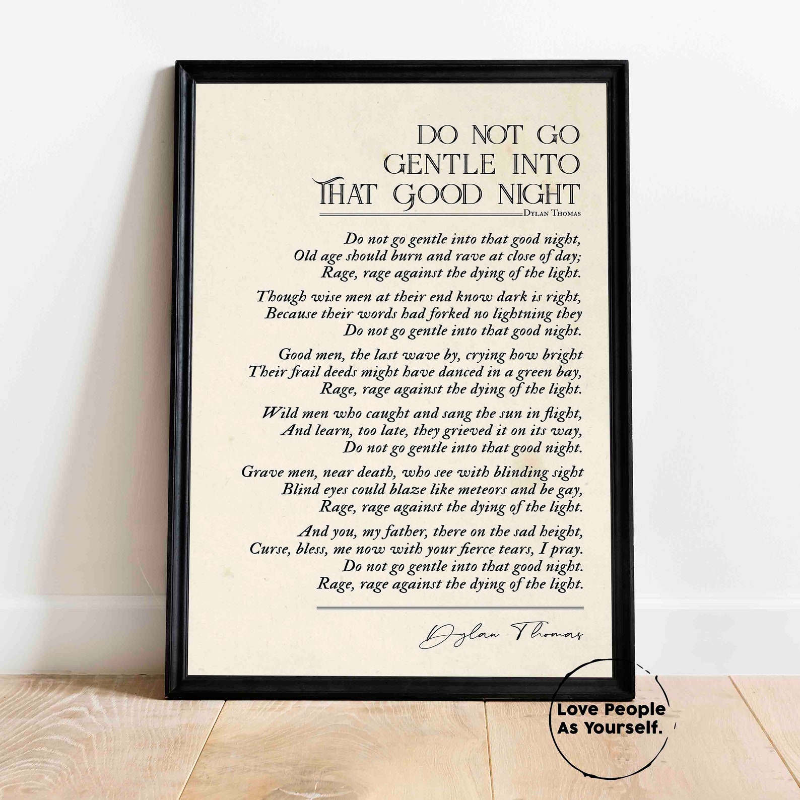 Dylan Thomas Poem Poster Print Do Not Go Gentle Into That | Etsy
