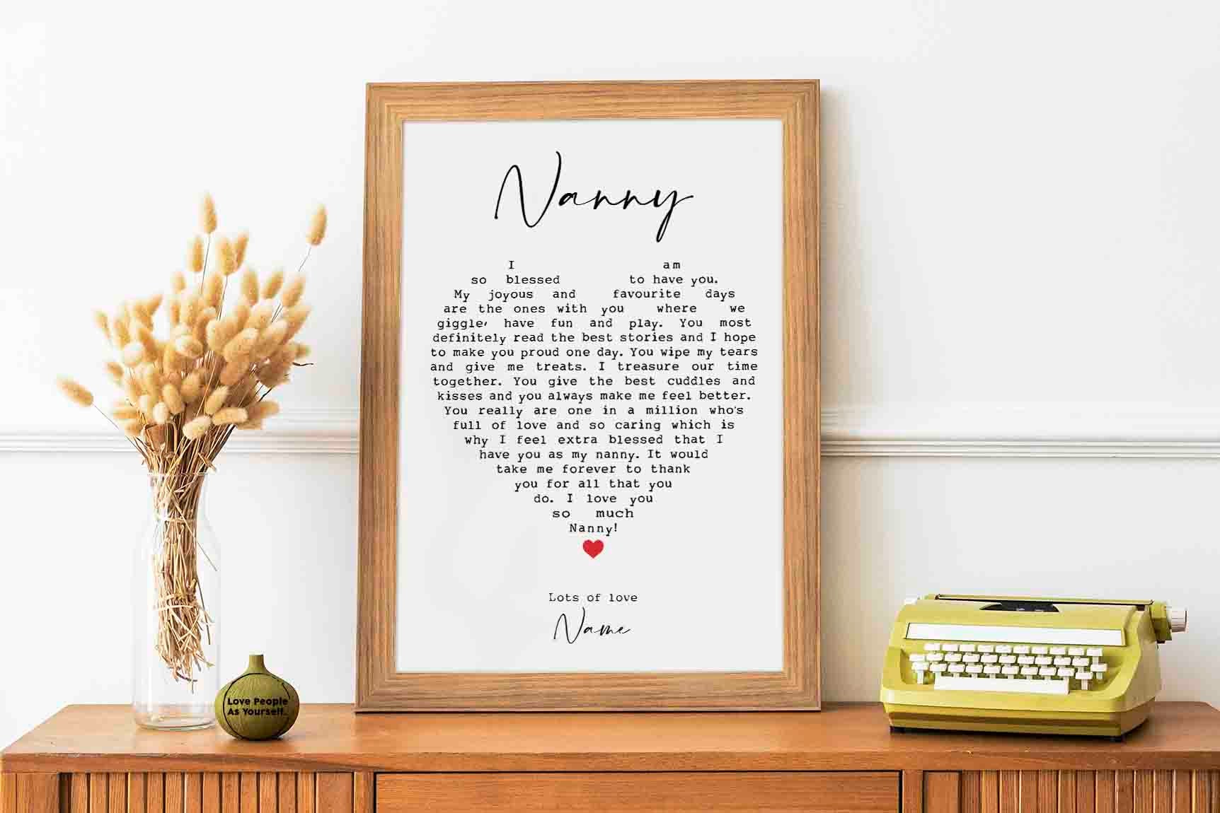 Personalized Nanny Nannie Poem Framed Print Custom Nanny | Etsy