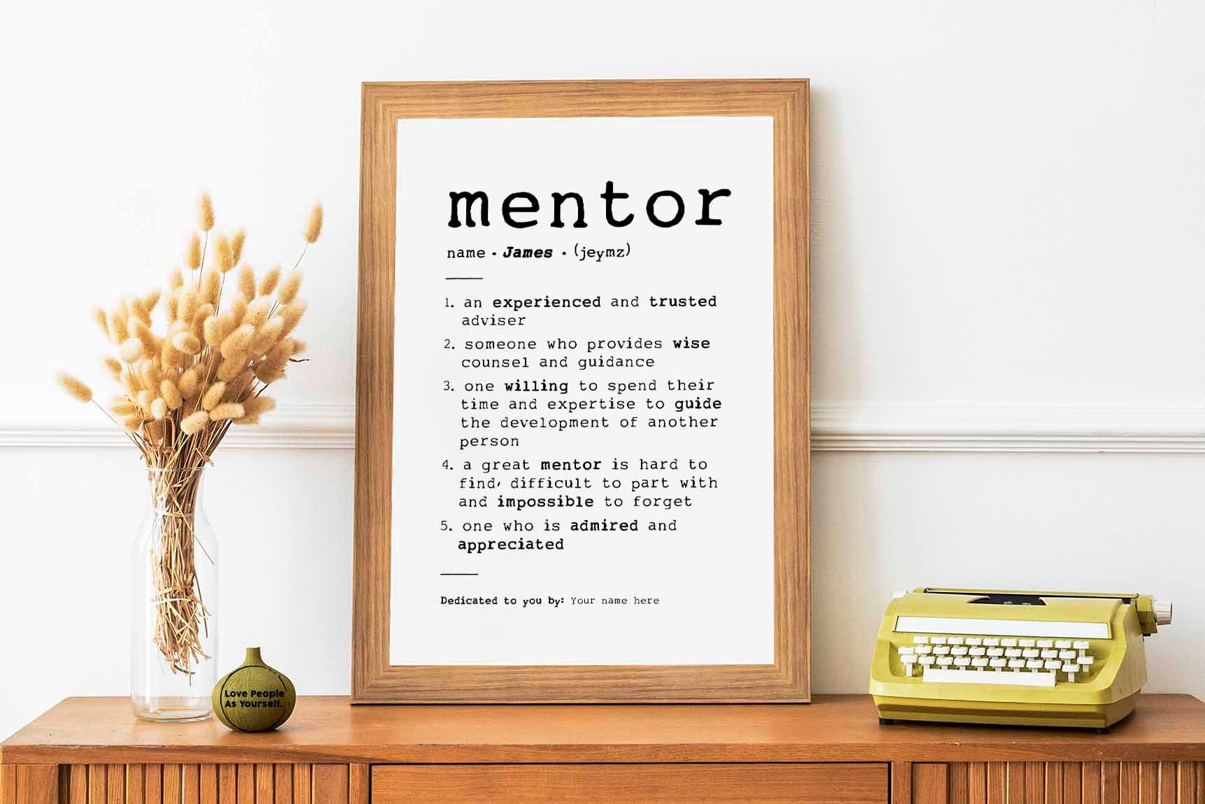 Personalized Gift for Mentor, Thank You Mentor Print Sign, Custom ...