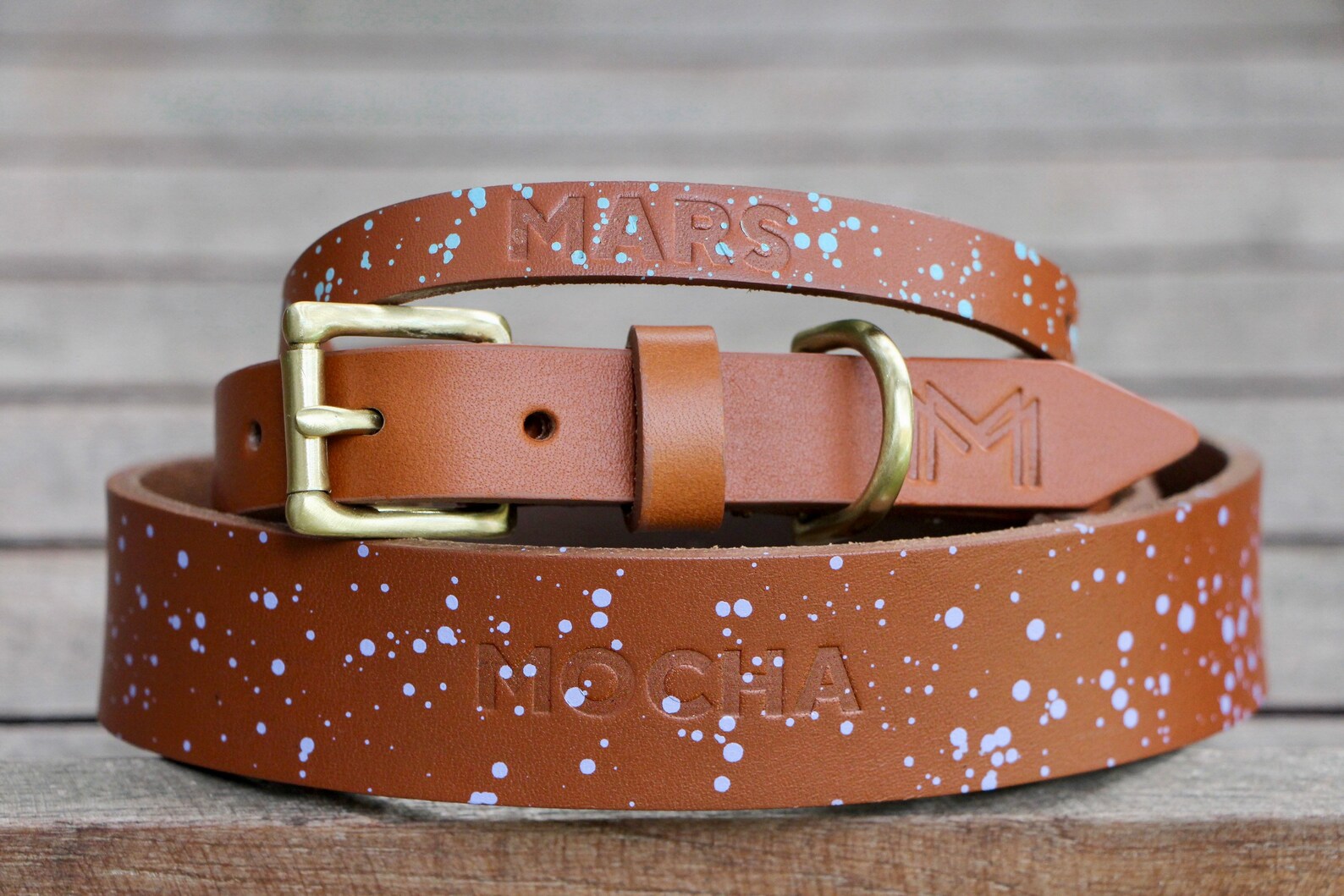 Personalized Tan Leather Dog Collar Designer Dog Collar - Etsy