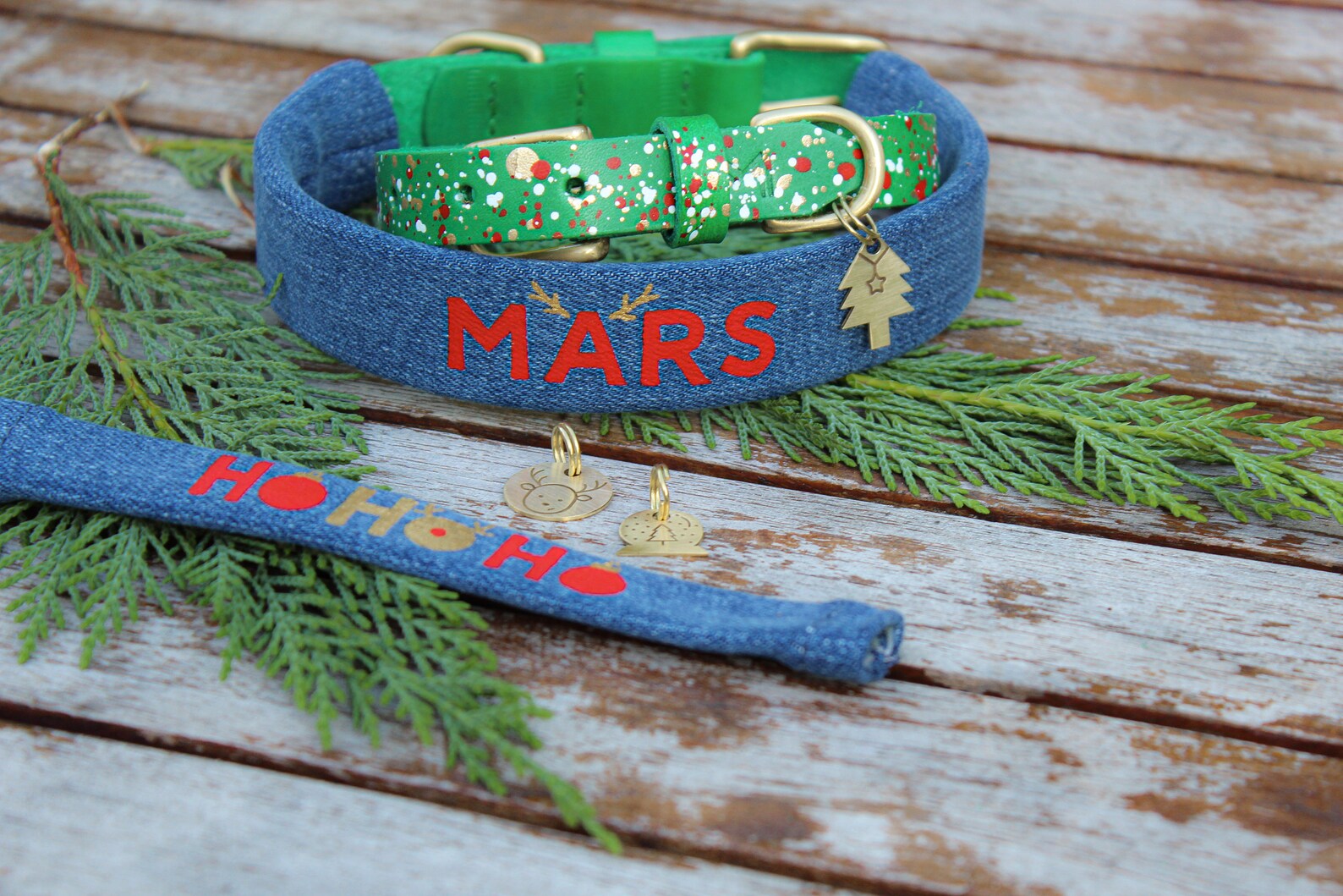 Christmas Dog Collar Holiday Dog Collar Green and Red Dog | Etsy