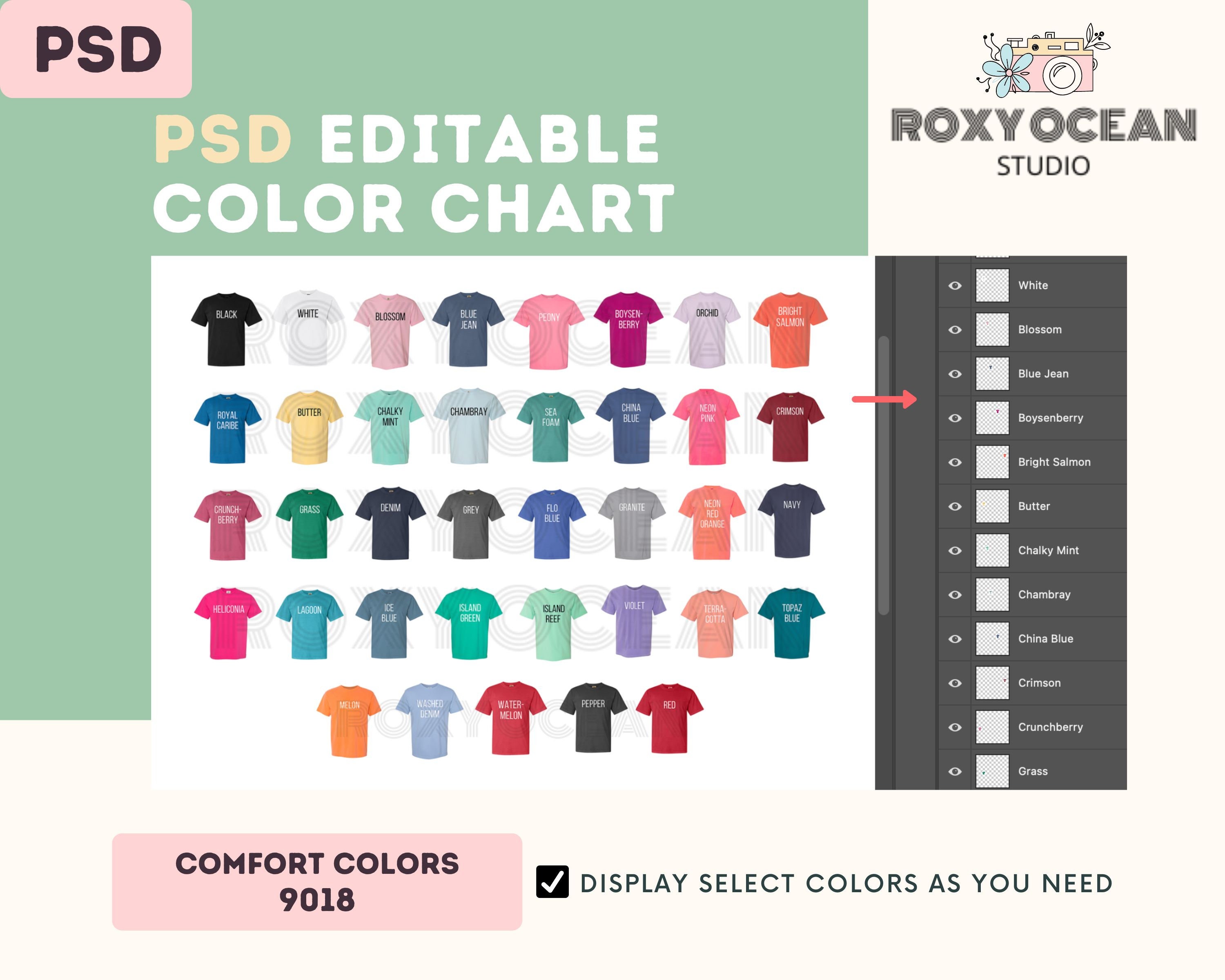 Comfort Colors 9018 Color Size Chart EDITABLE Canva Template 9018 Youth ...