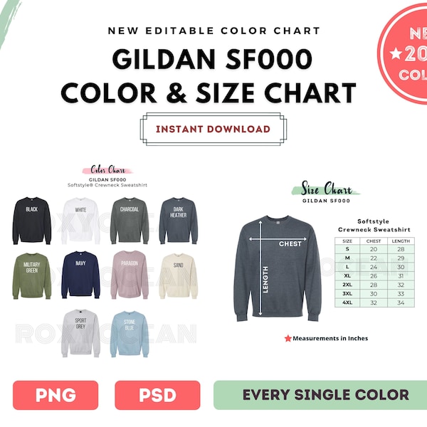 Gildan sf000 color chart - Etsy España