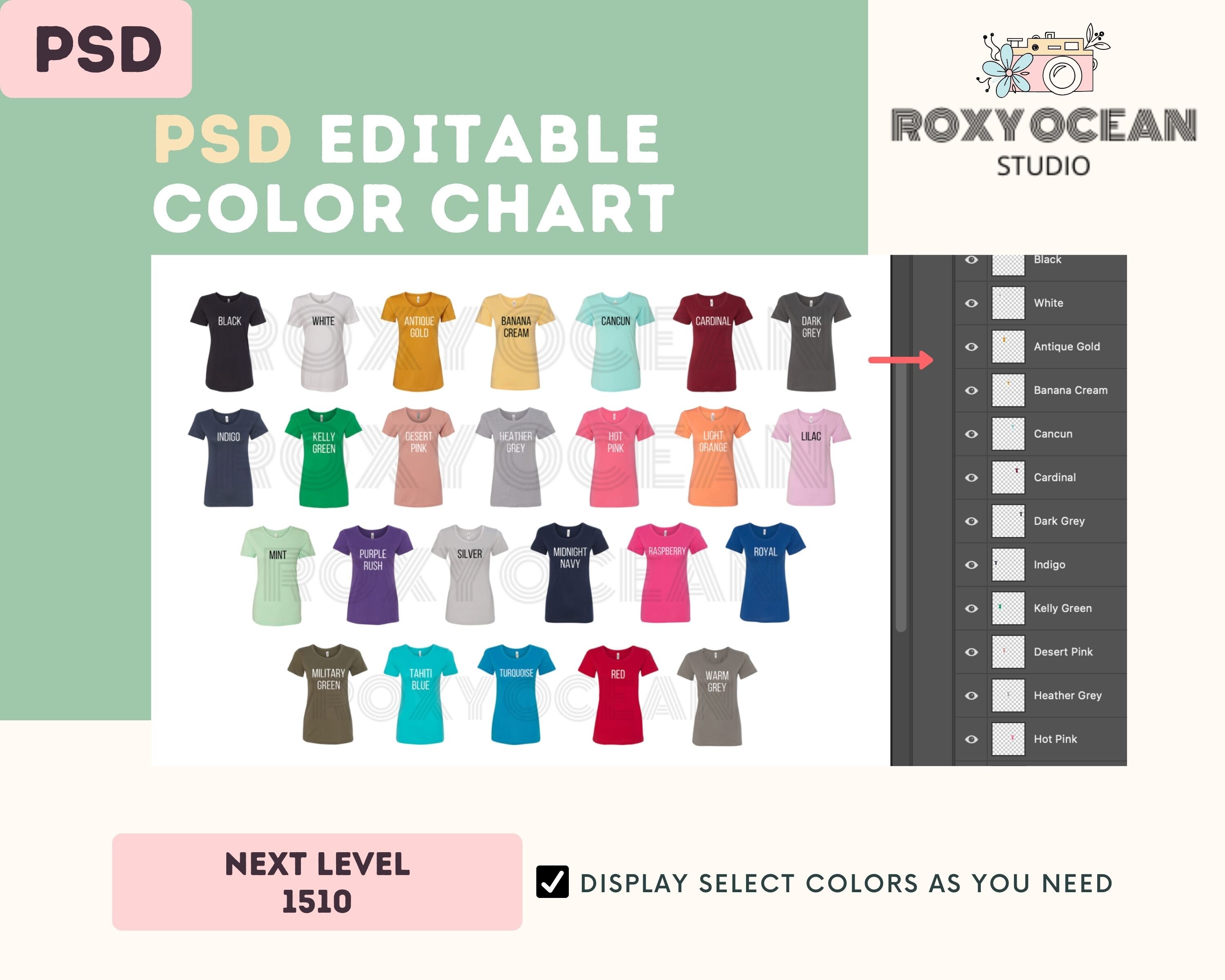 Next Level 1510 Color Size Chart EDITABLE Canva Template 1510 Women's ...