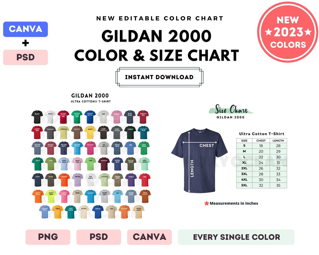 G200 Color Size Chart EDITABLE Canva Template G200 Ultra - Etsy