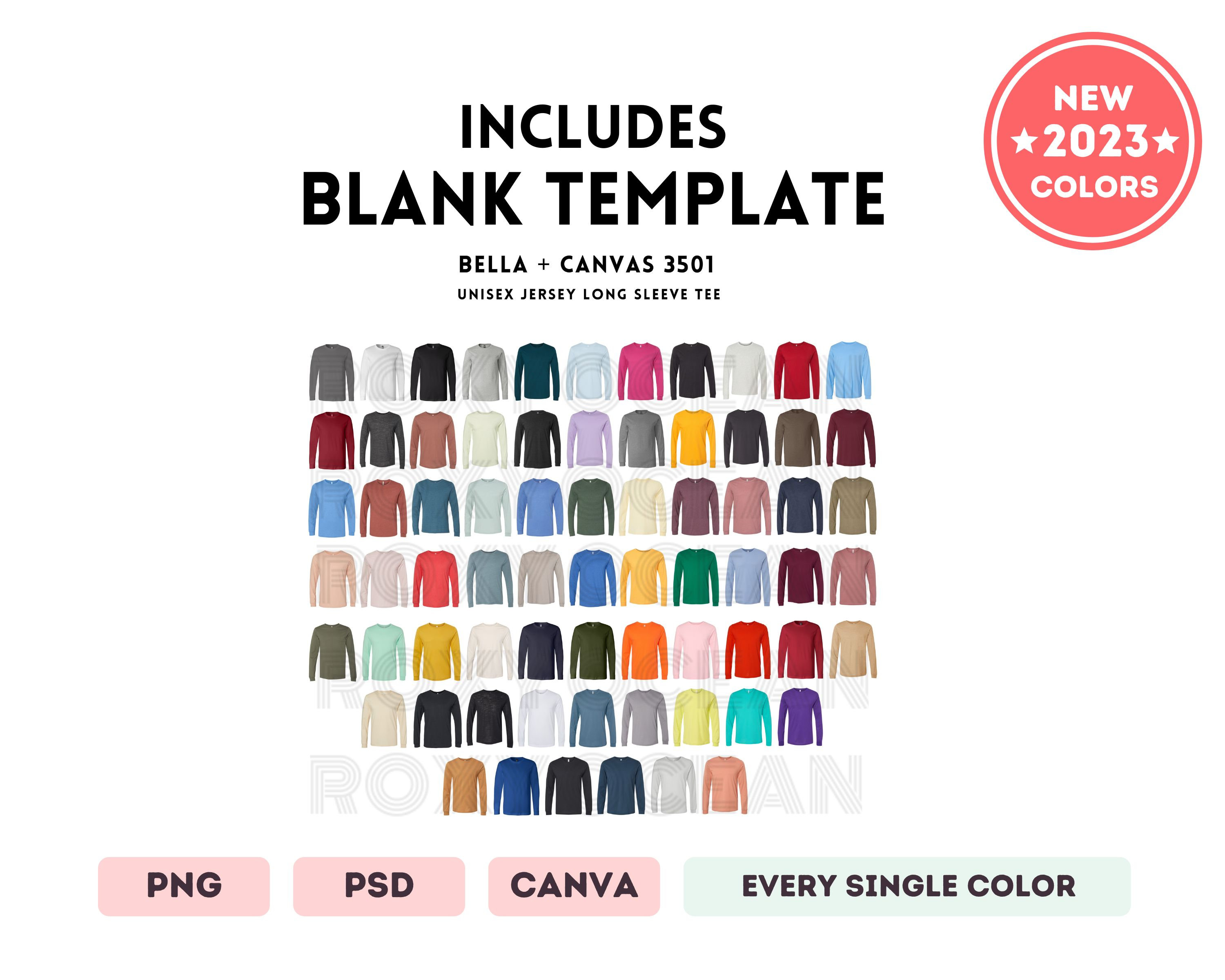 Bella Canvas 3501 Color Size Chart EDITABLE Canva Template 3501 Unisex ...