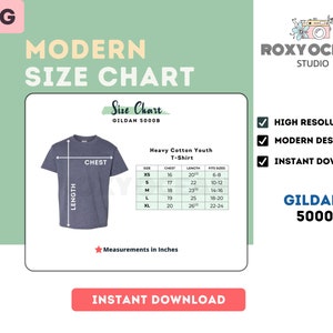 G500B Color + Size Chart | EDITABLE Canva Template | G500B Heavy Cotton ...