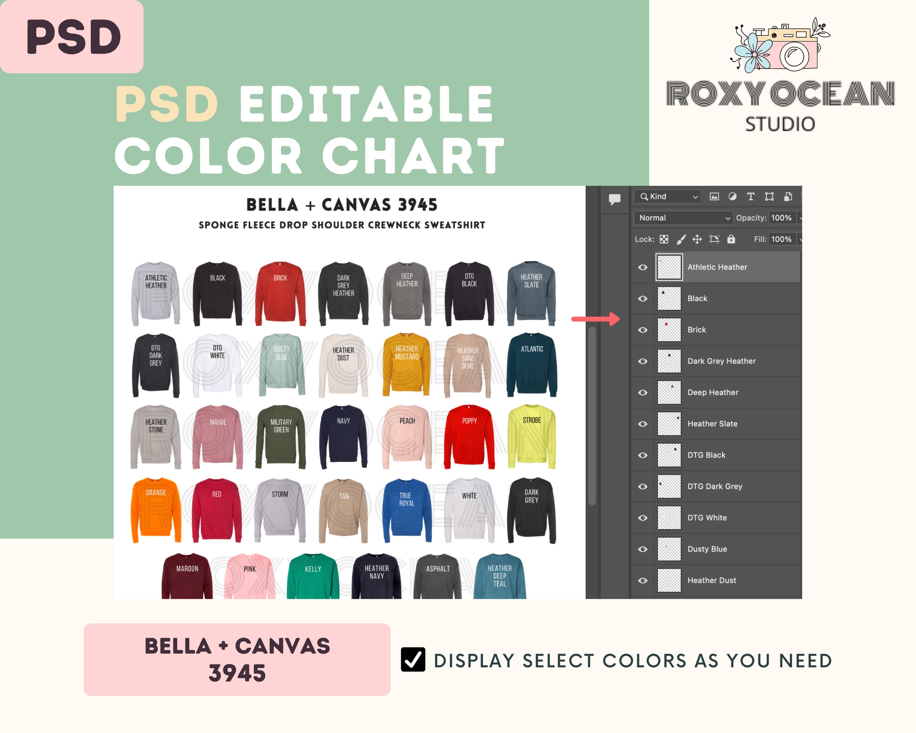 Bella Canvas 3945 Color + Size Chart | EDITABLE Canva Template | 3945 ...