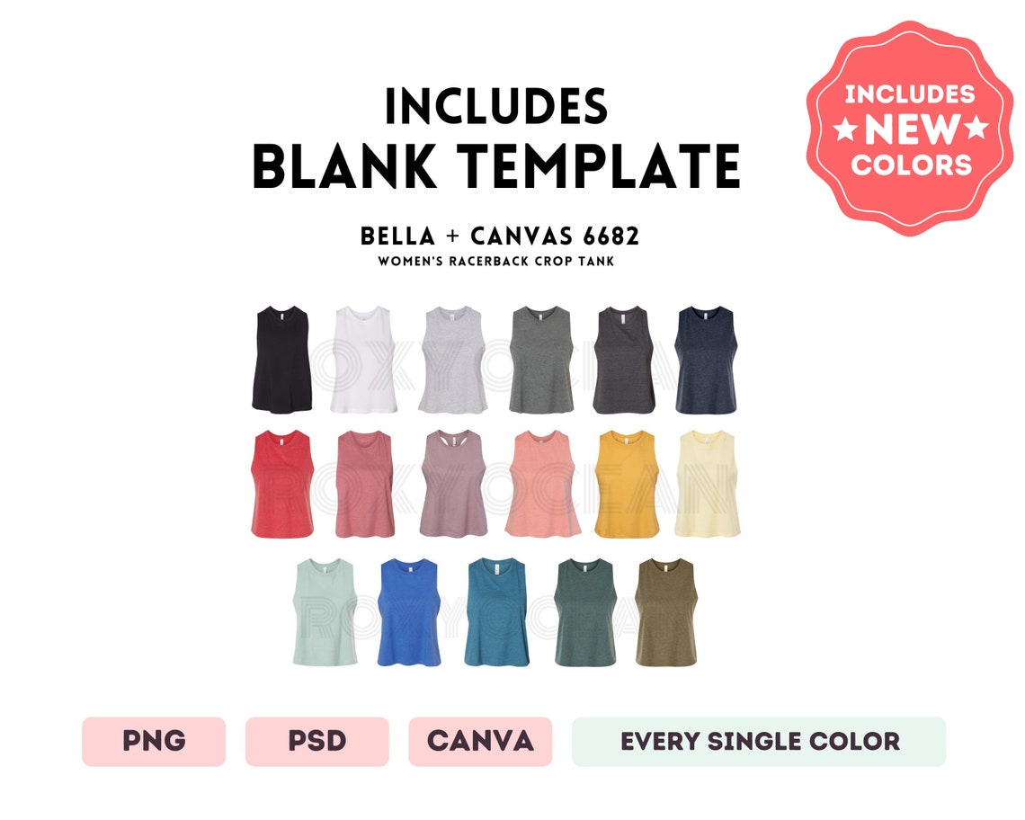 Bella Canvas 6682 Color + Size Chart | EDITABLE Canva Template | 6682 ...