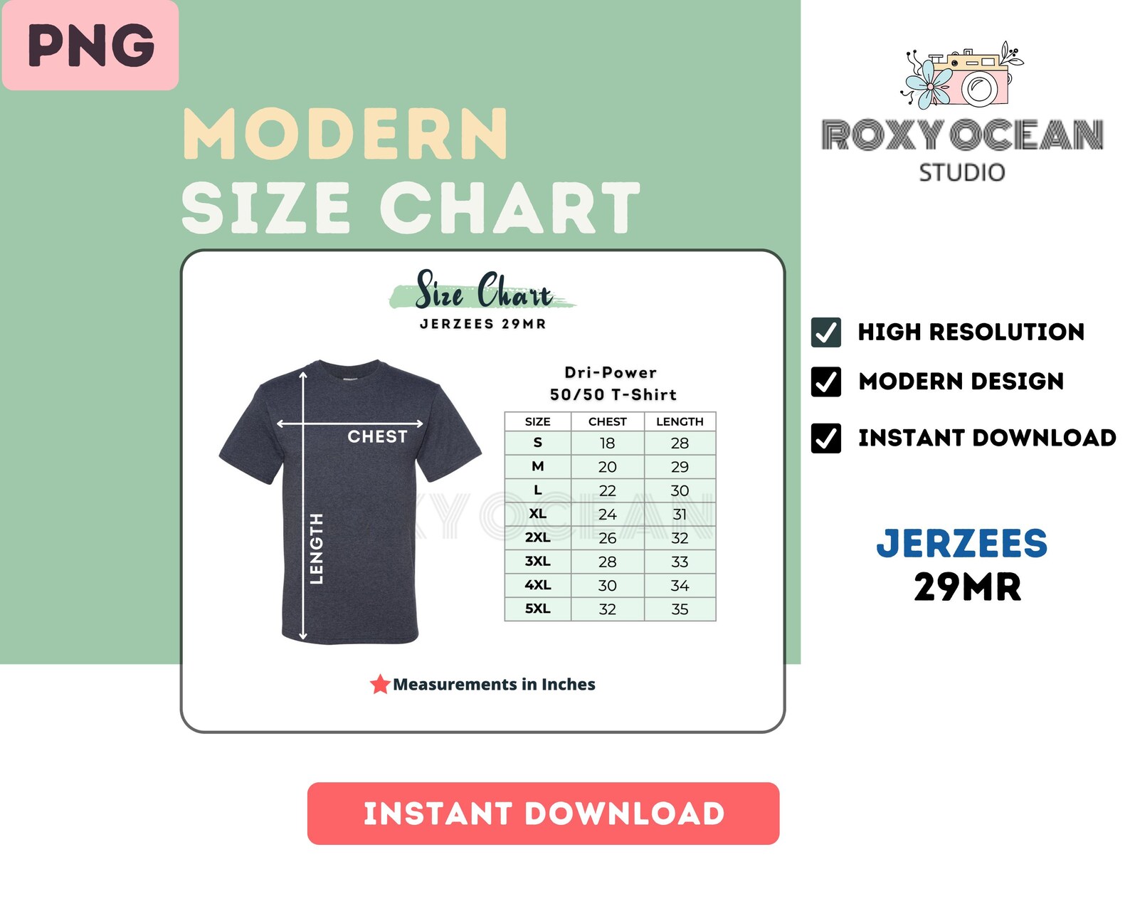 Jerzees 29MR Color + Size Chart | EDITABLE Canva Template | 29MR Dri ...
