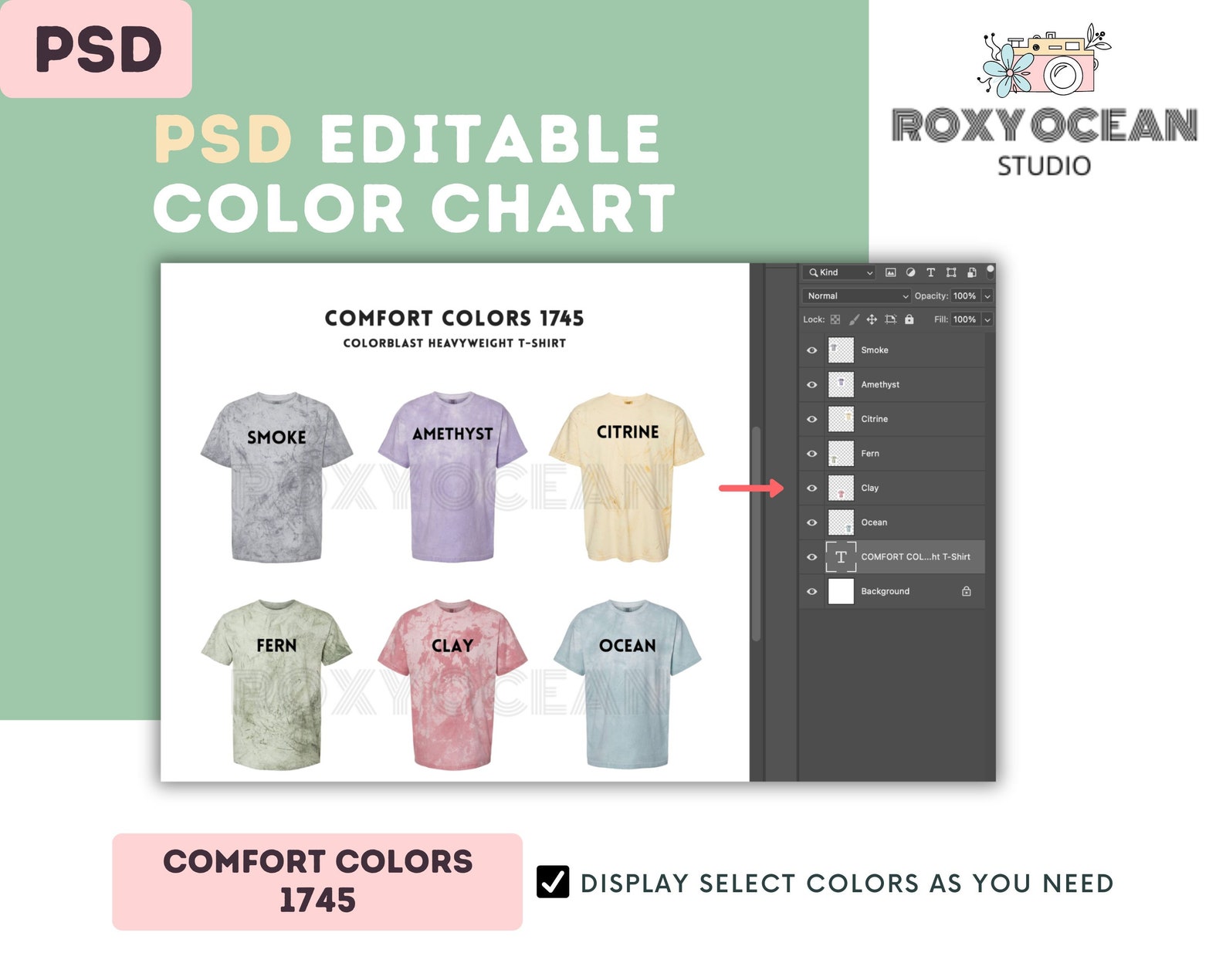 Comfort Colors 1745 Color Size Chart EDITABLE Canva Template 1745 ...