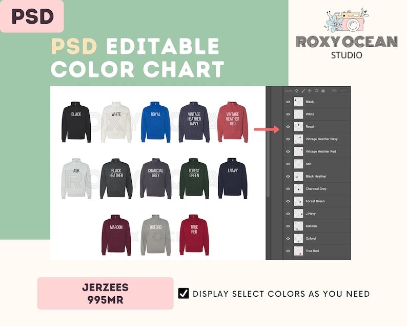 Jerzees 995MR Color + Size Chart | EDITABLE Canva Template | 995MR ...
