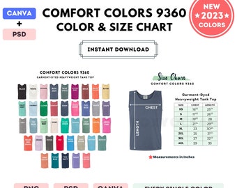 Tultex 202 Color Size Chart EDITABLE Canva Template 202 Unisex Fine ...