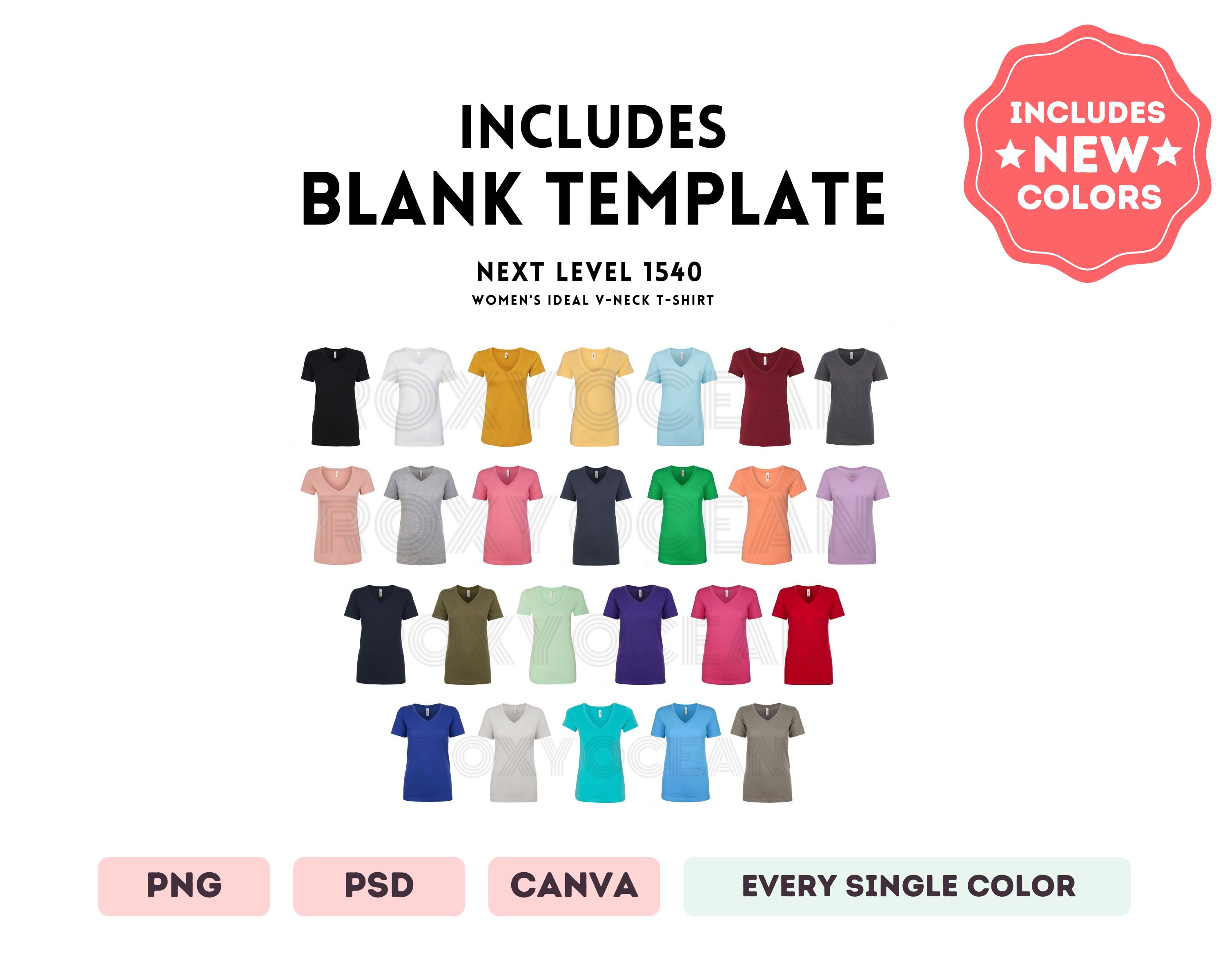Next Level 1540 Color Size Chart EDITABLE Canva Template 1540 Women's ...