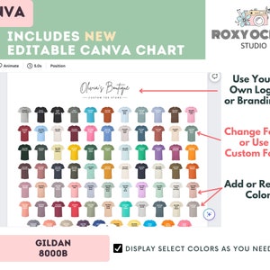G800B Color + Size Chart | EDITABLE Canva Template | G800B Dryblend ...