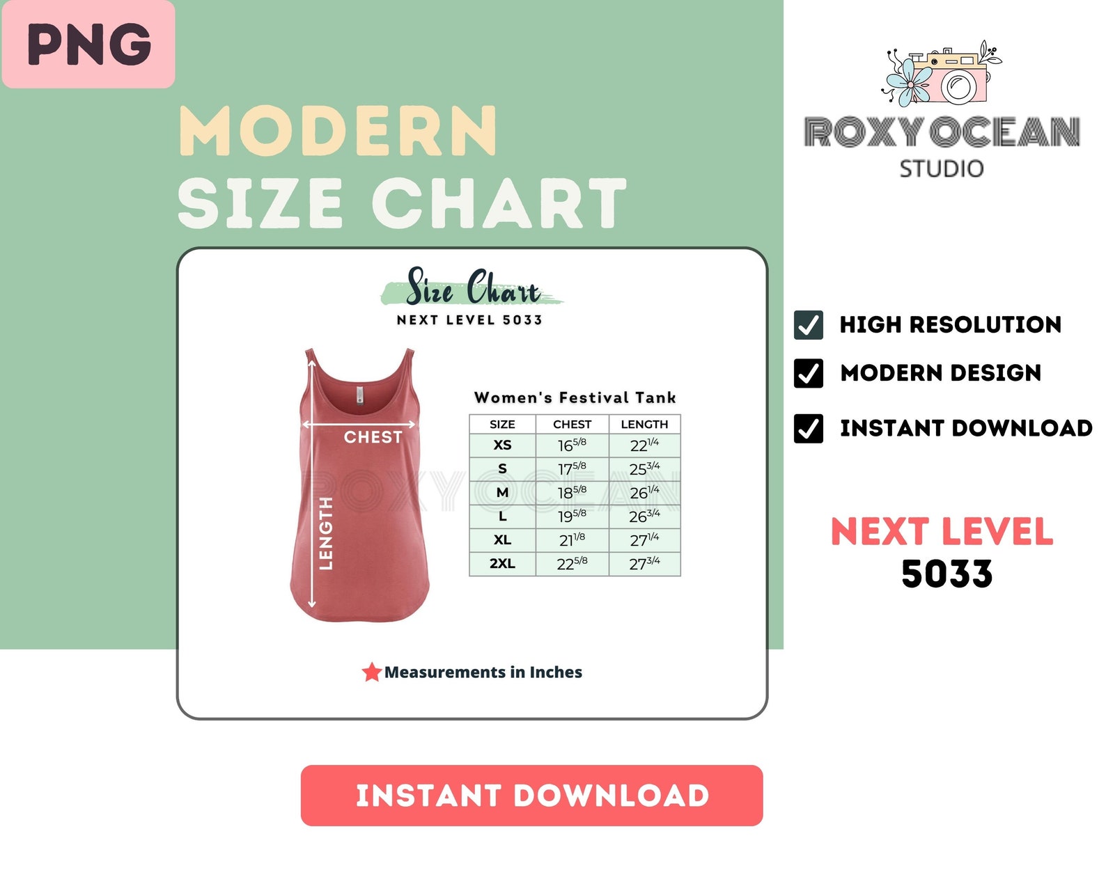 Next Level 5033 Color Size Chart EDITABLE Canva Template 5033 Women's ...