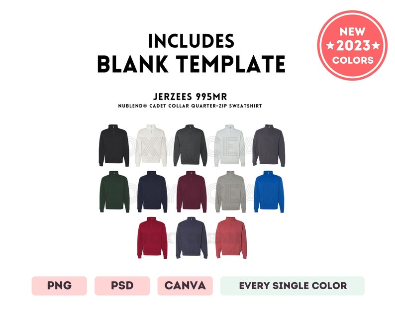 Jerzees 995MR Color Size Chart EDITABLE Canva Template 995MR Nublend ...