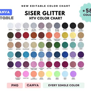 Siser Glitter Color Chart EDITABLE Canva Template Glitter - Etsy