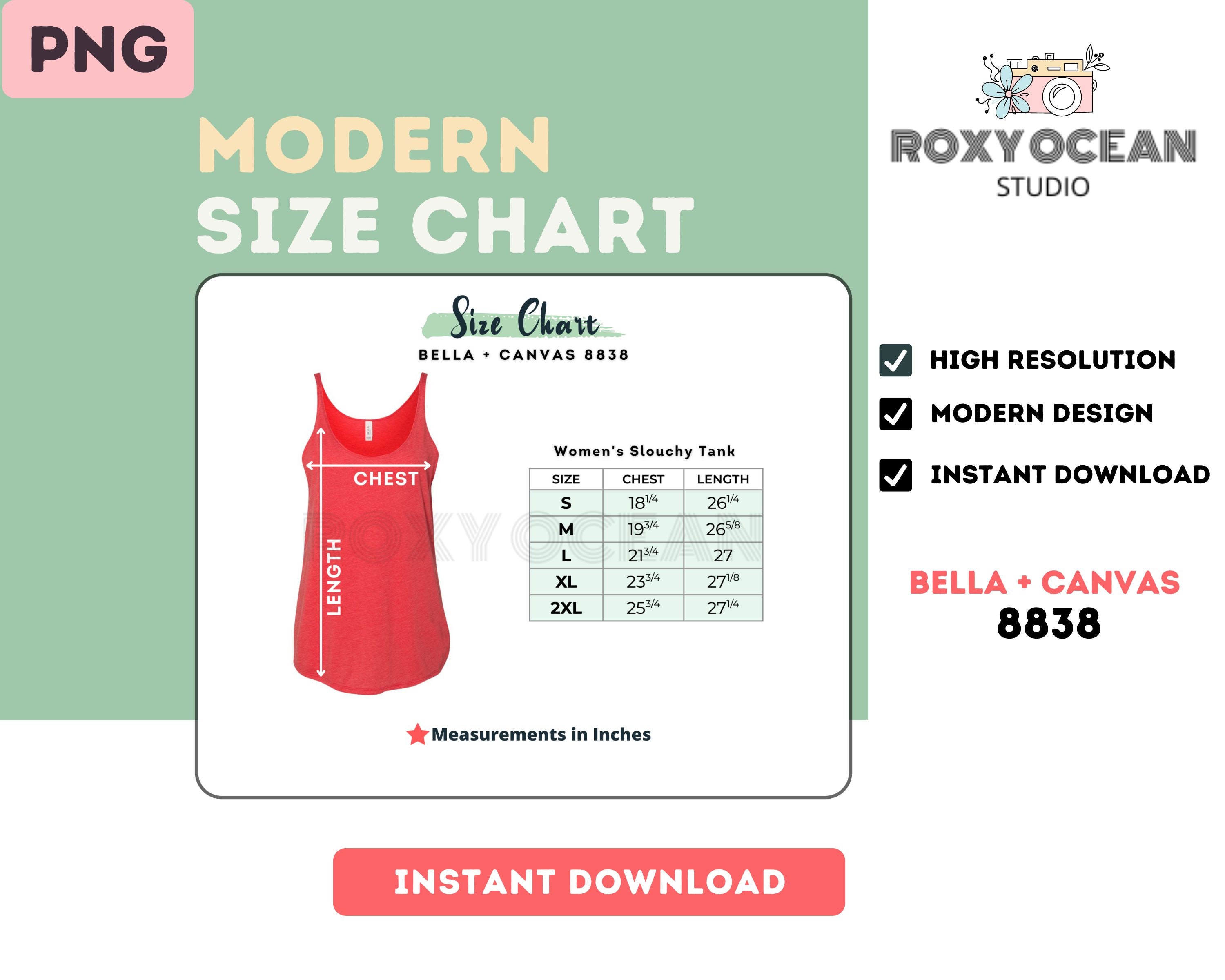 Bella Canvas 8838 Color + Size Chart | EDITABLE Canva Template | 8838 ...