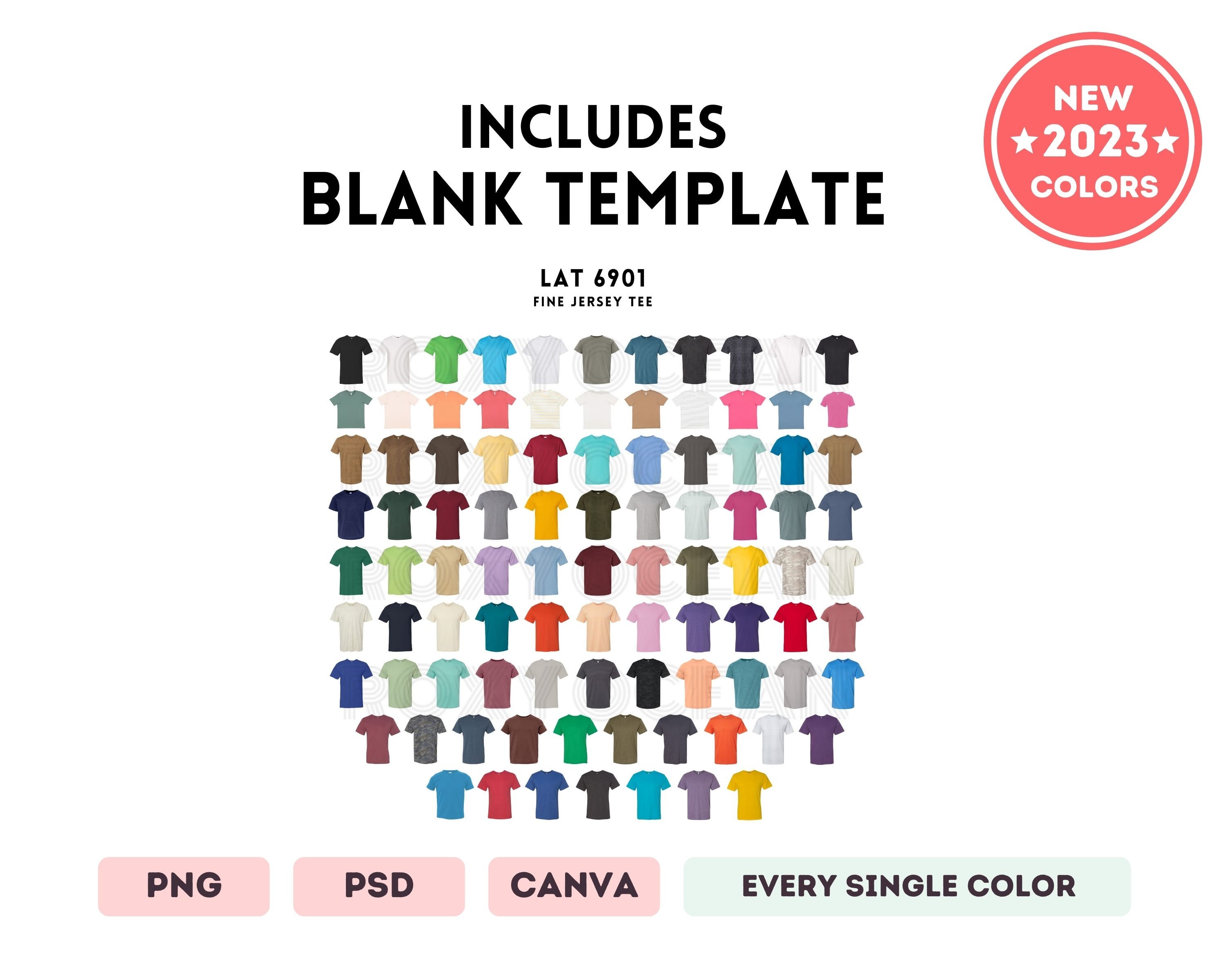 LAT 6901 Color Size Chart EDITABLE Canva Template 6901 Fine Jersey Tee ...