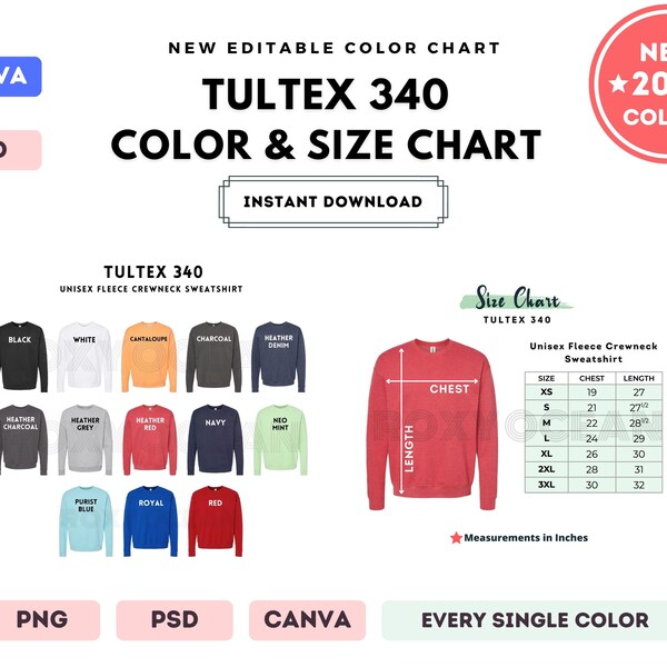 Tultex Size Chart 340 - Etsy