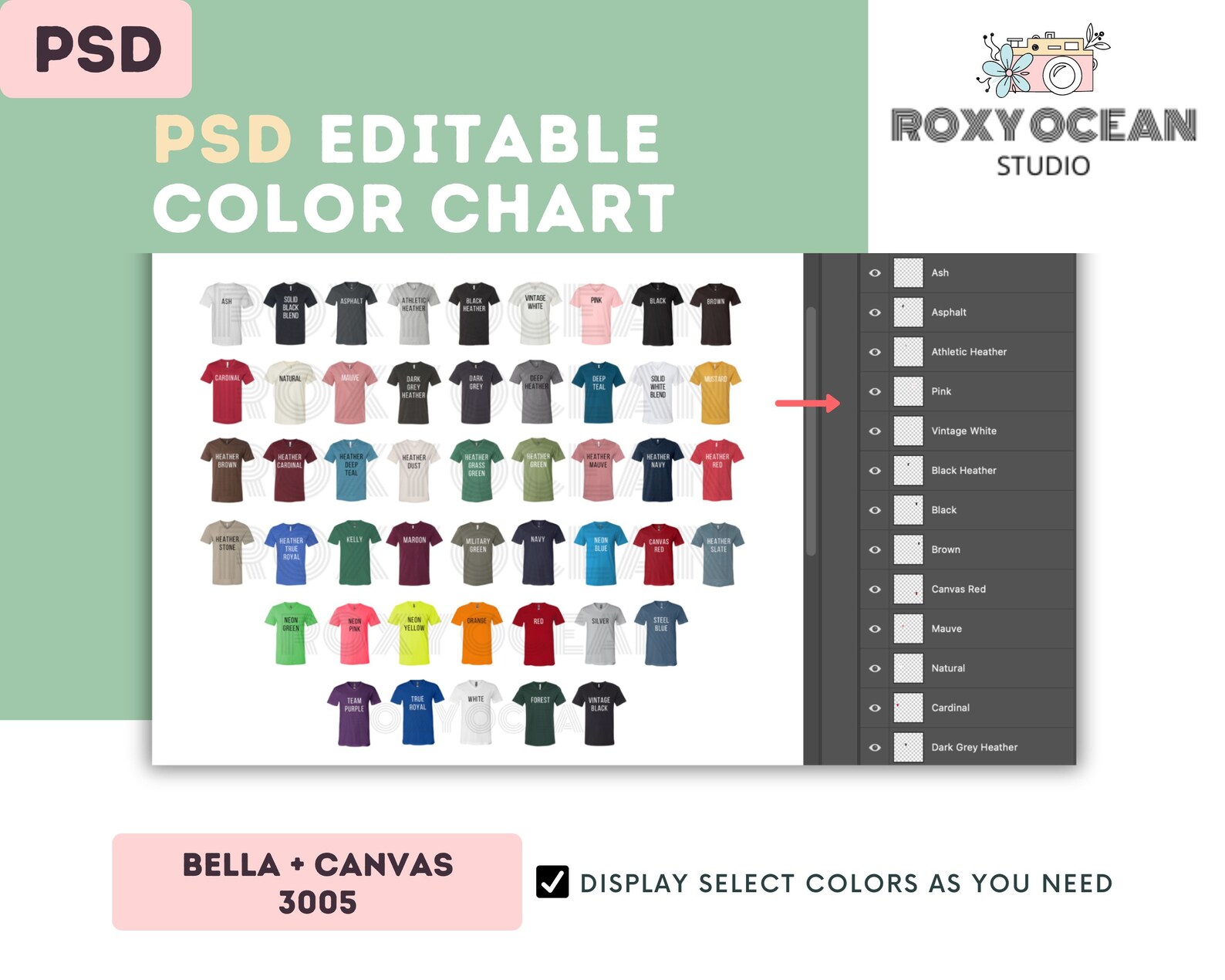 Bella Canvas 3005 Color Size Chart EDITABLE Canva Template 3005 Jersey ...