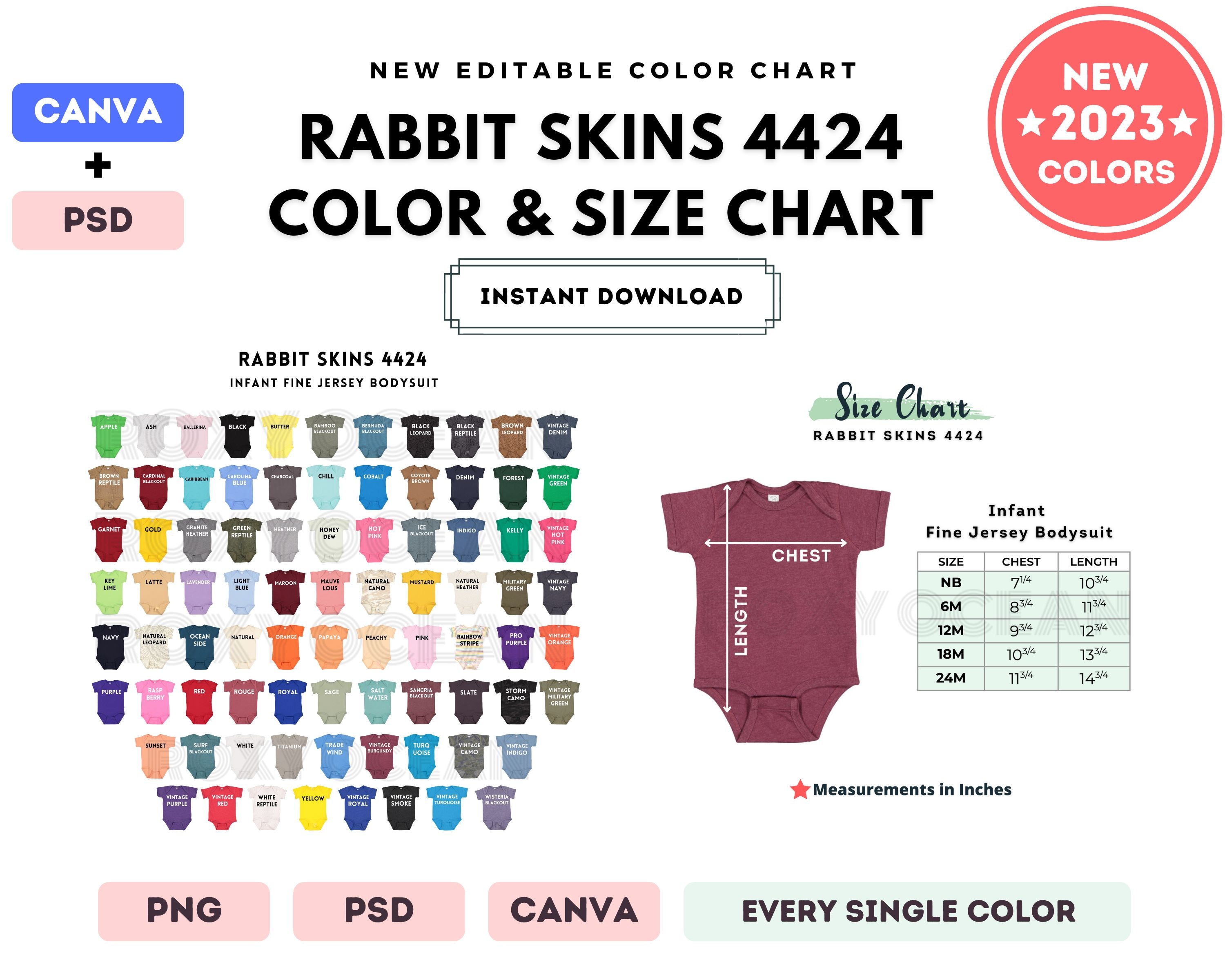 Rabbit Skins 4424 Color Size Chart EDITABLE Canva Template - Etsy
