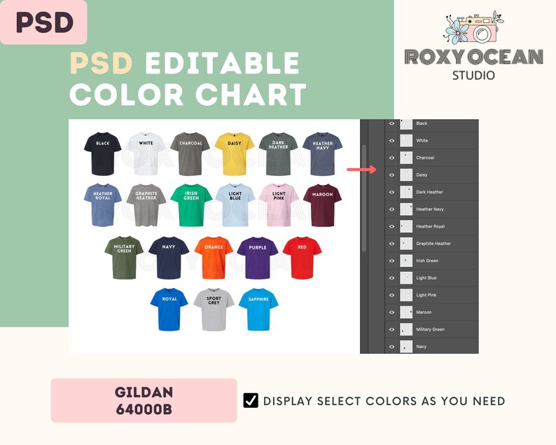 G640B Color + Size Chart | EDITABLE Canva Template | 64000B Softstyle ...