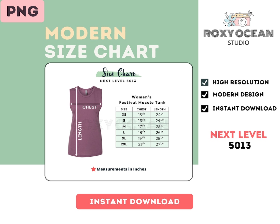 Next Level 5013 Color + Size Chart | EDITABLE Canva Template | 5013 ...