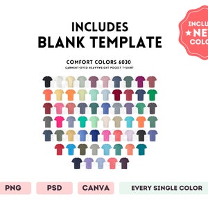 Comfort Colors 6030 Color + Size Chart | EDITABLE Canva Template | 6030 ...