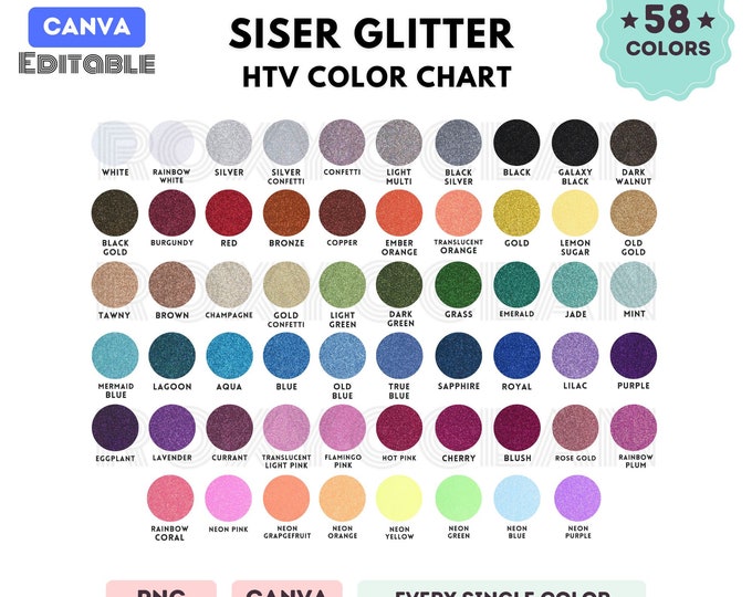 Editable Siser HTV Vinyl Color Chart, Vinyl Colors Mockup, Vinyl Color ...