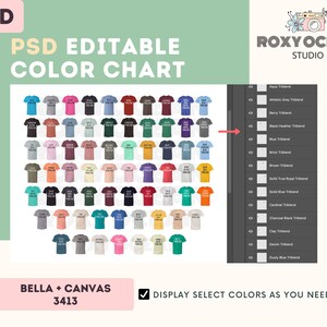 Bella Canvas 3413 Color + Size Chart | EDITABLE Canva Template | 3413 ...