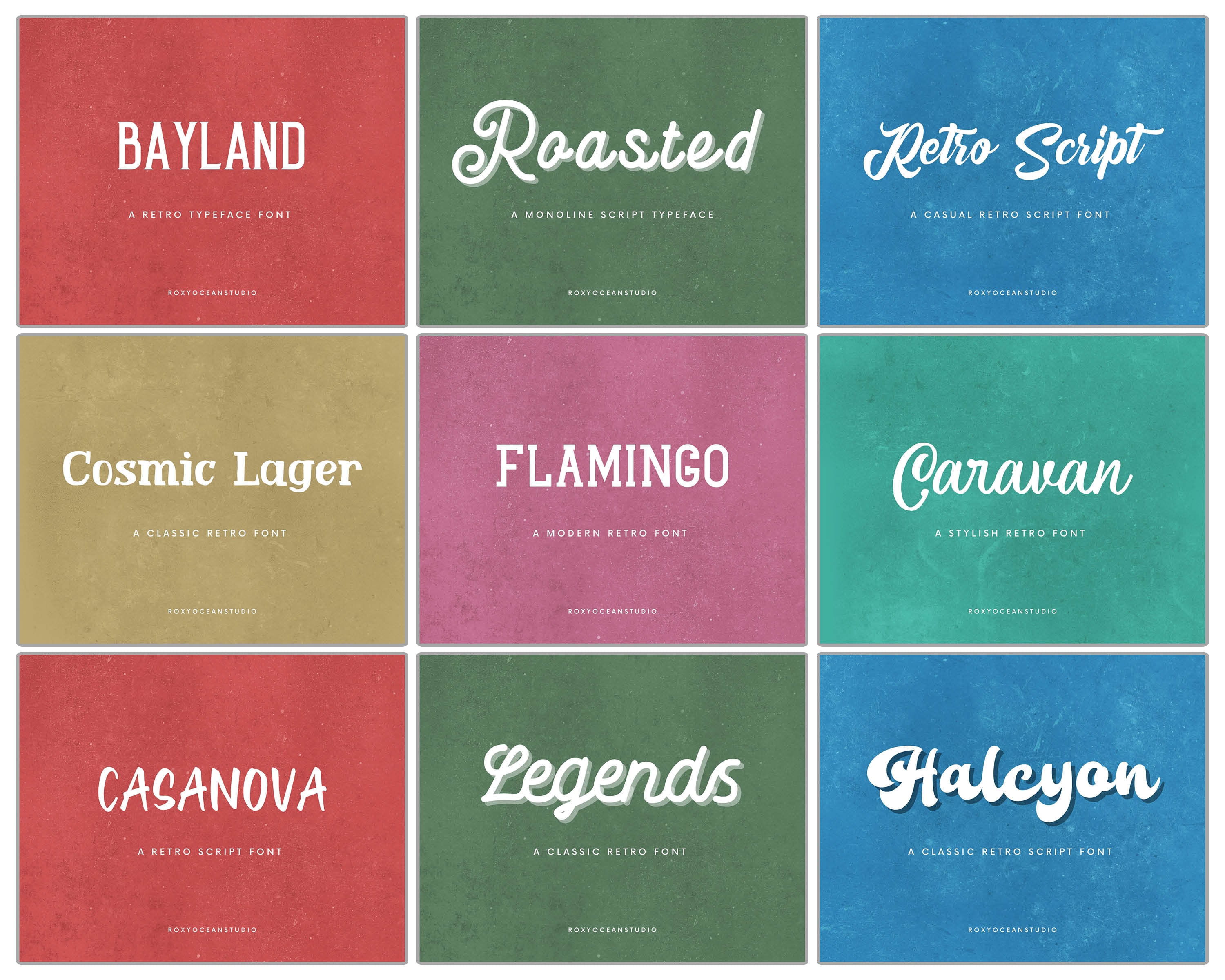 Retro Font Bundle Country Fonts Handwritten Fonts Cricut Fonts Vintage ...
