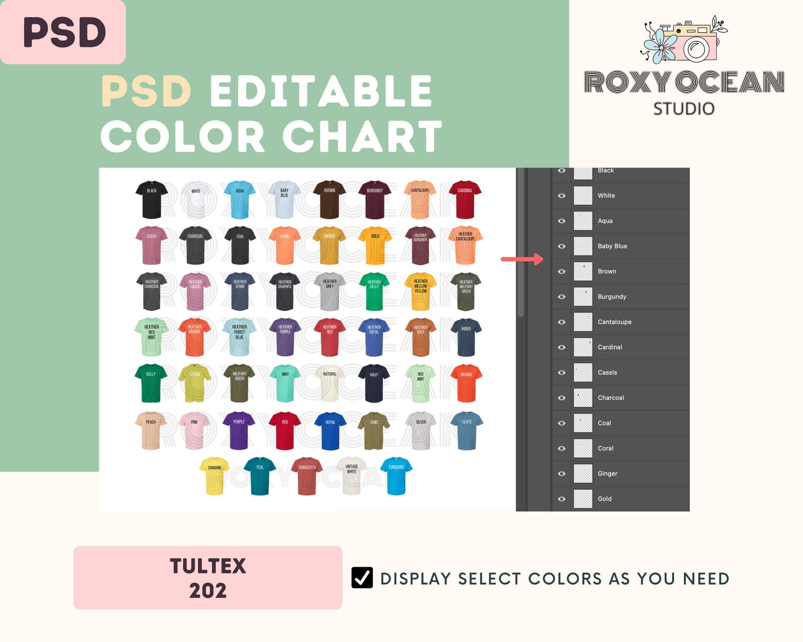 Tultex 202 Color + Size Chart | EDITABLE Canva Template | 202 Unisex ...