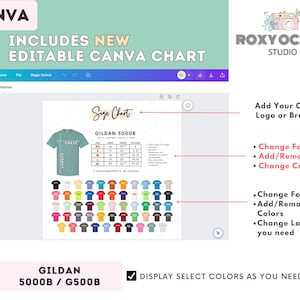 Gildan 5000B Size + Color Chart | EDITABLE Canva Template | G500B Heavy ...