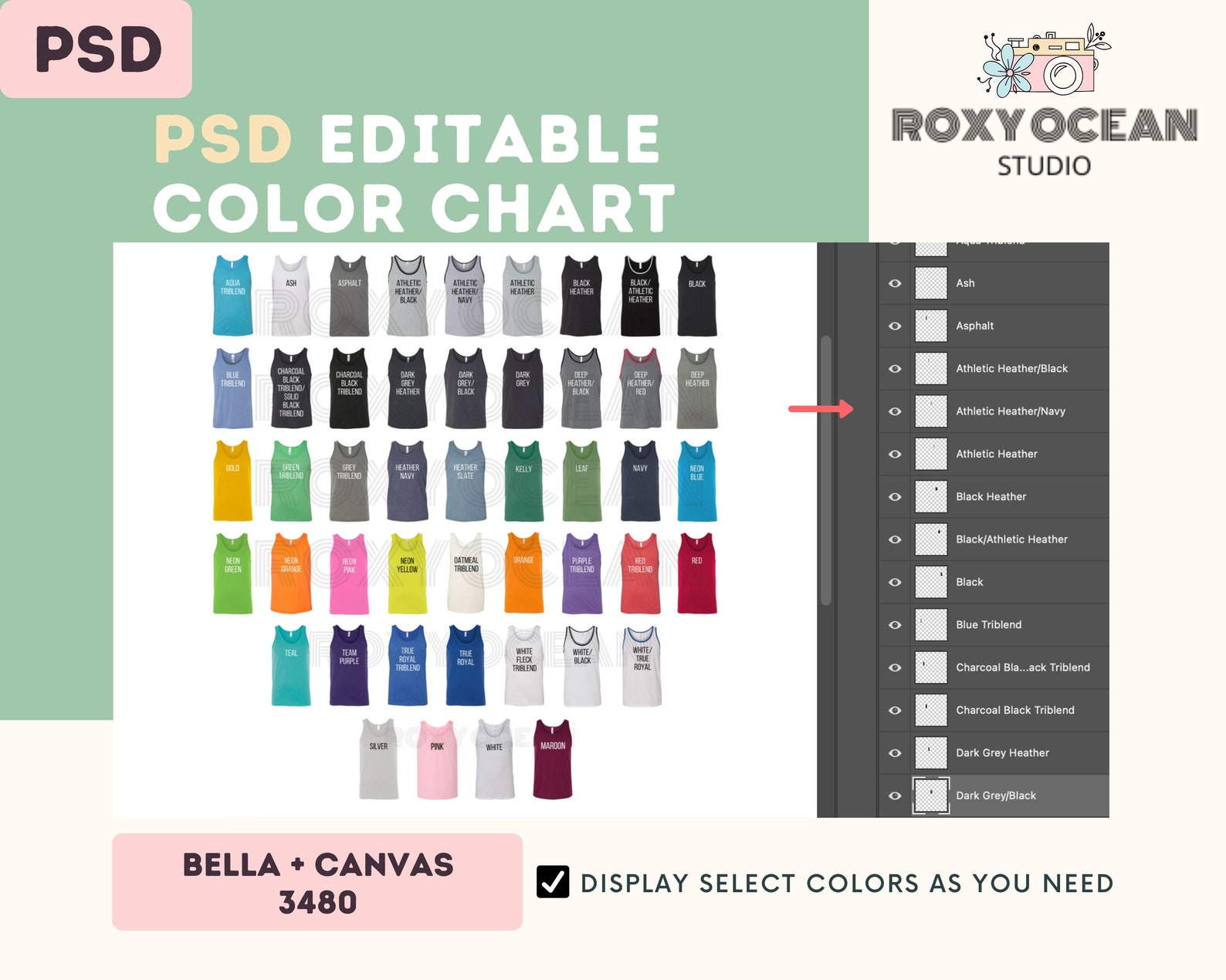 Bella Canvas 3480 Color Size Chart EDITABLE Canva Template 3480 Jersey ...