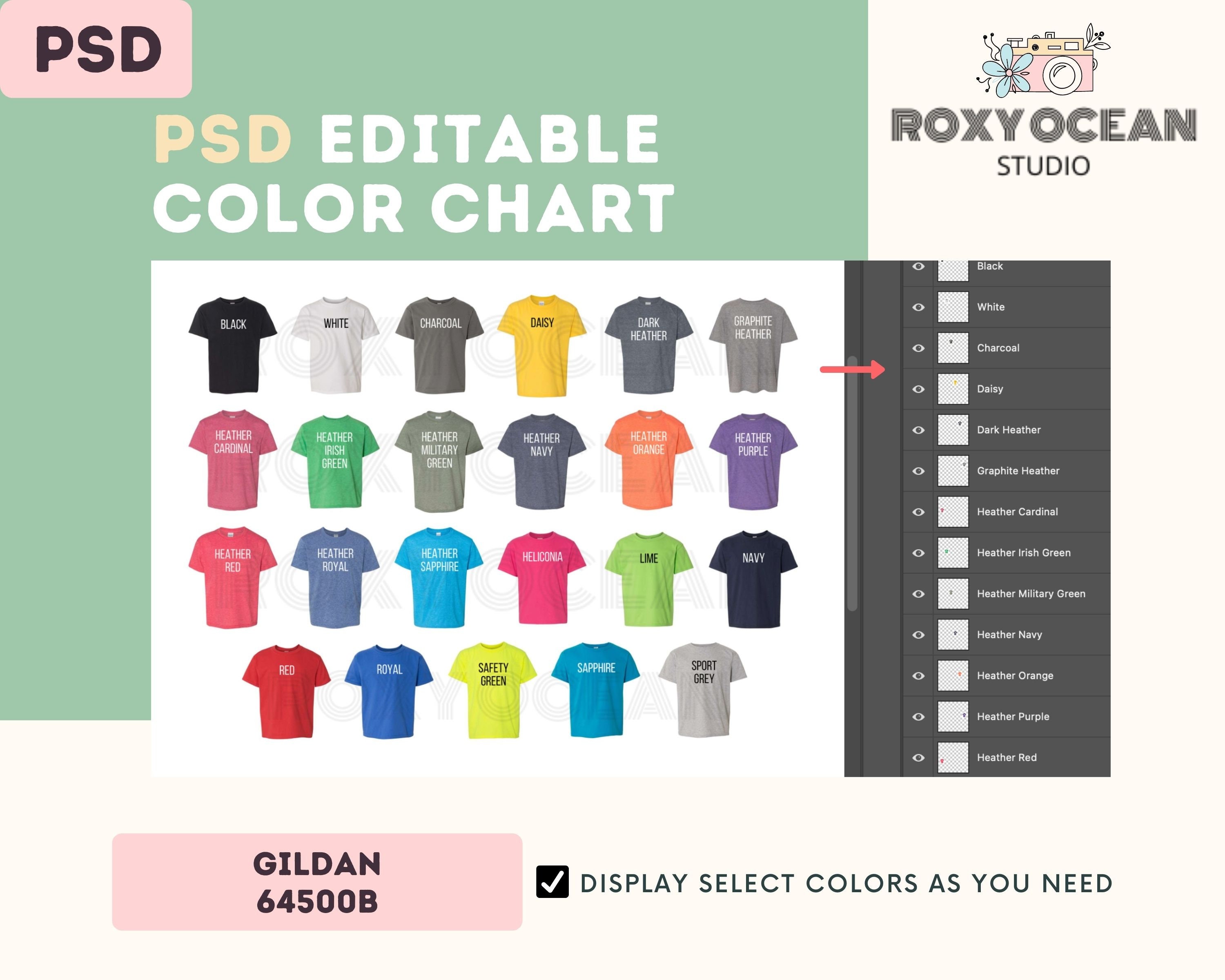 G645b Color Size Chart Editable Canva Template G645b Softstyle Youth T