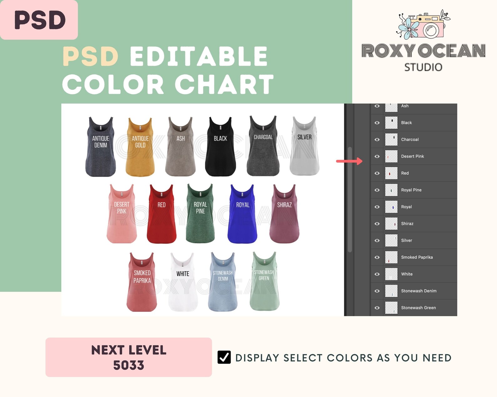 Next Level 5033 Color Size Chart EDITABLE Canva Template 5033 Women's ...