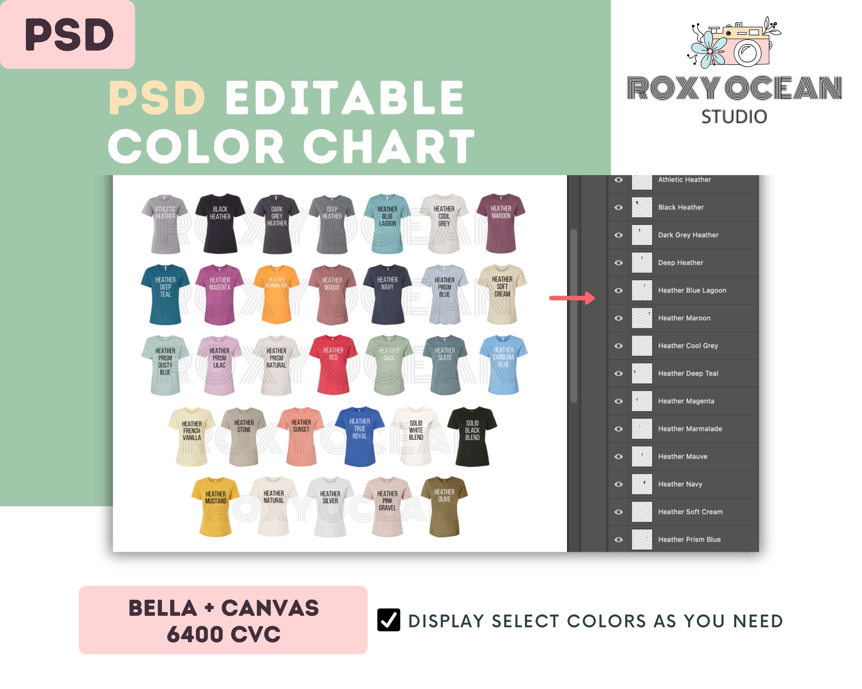 Bella Canvas 6400 CVC Color Size Chart Editable Canva Template 6400 CVC ...