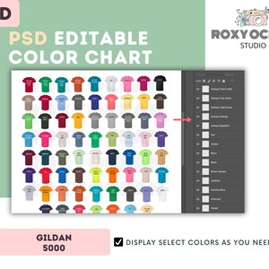 G500 Color + Size Chart | EDITABLE Canva Template | G500 Heavy Cotton T ...