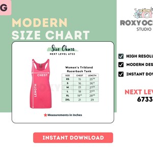 Next Level 6733 Color + Size Chart | EDITABLE Canva Template | 6733 ...