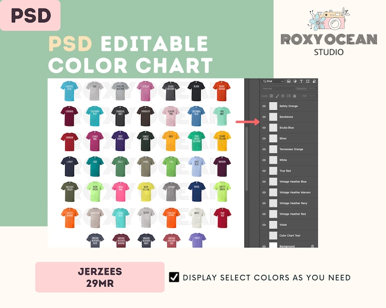 Jerzees 29MR Color + Size Chart | EDITABLE Canva Template | 29MR Dri ...