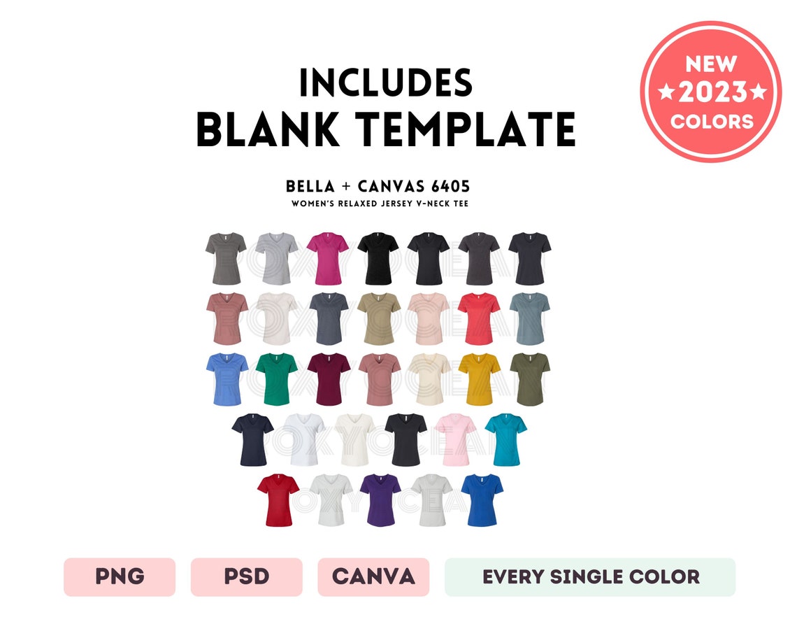 Bella Canvas 6405 Color Size Chart EDITABLE Canva Template - Etsy