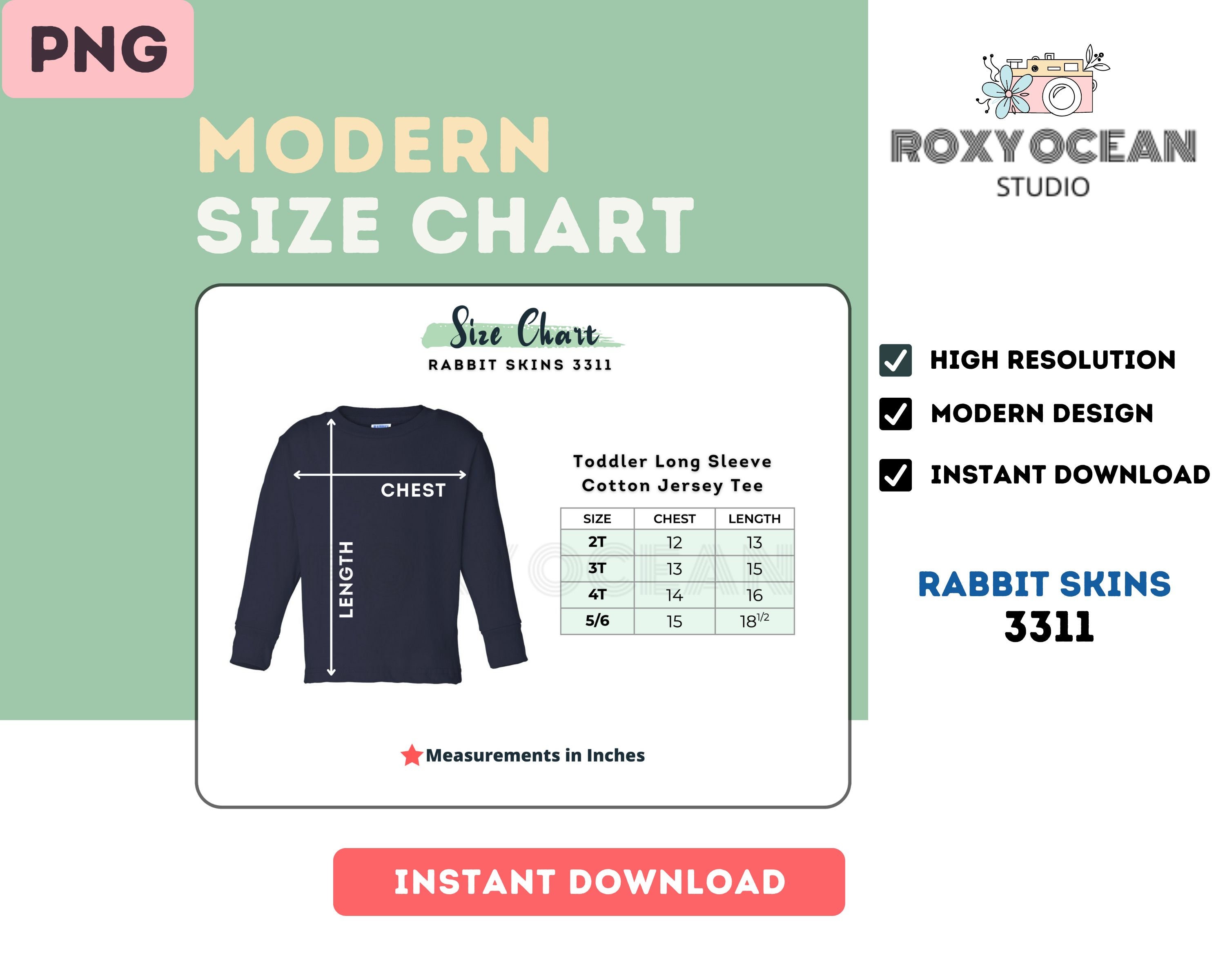 Rabbit Skins 3311 Color + Size Chart | EDITABLE Canva Template | 3311 ...