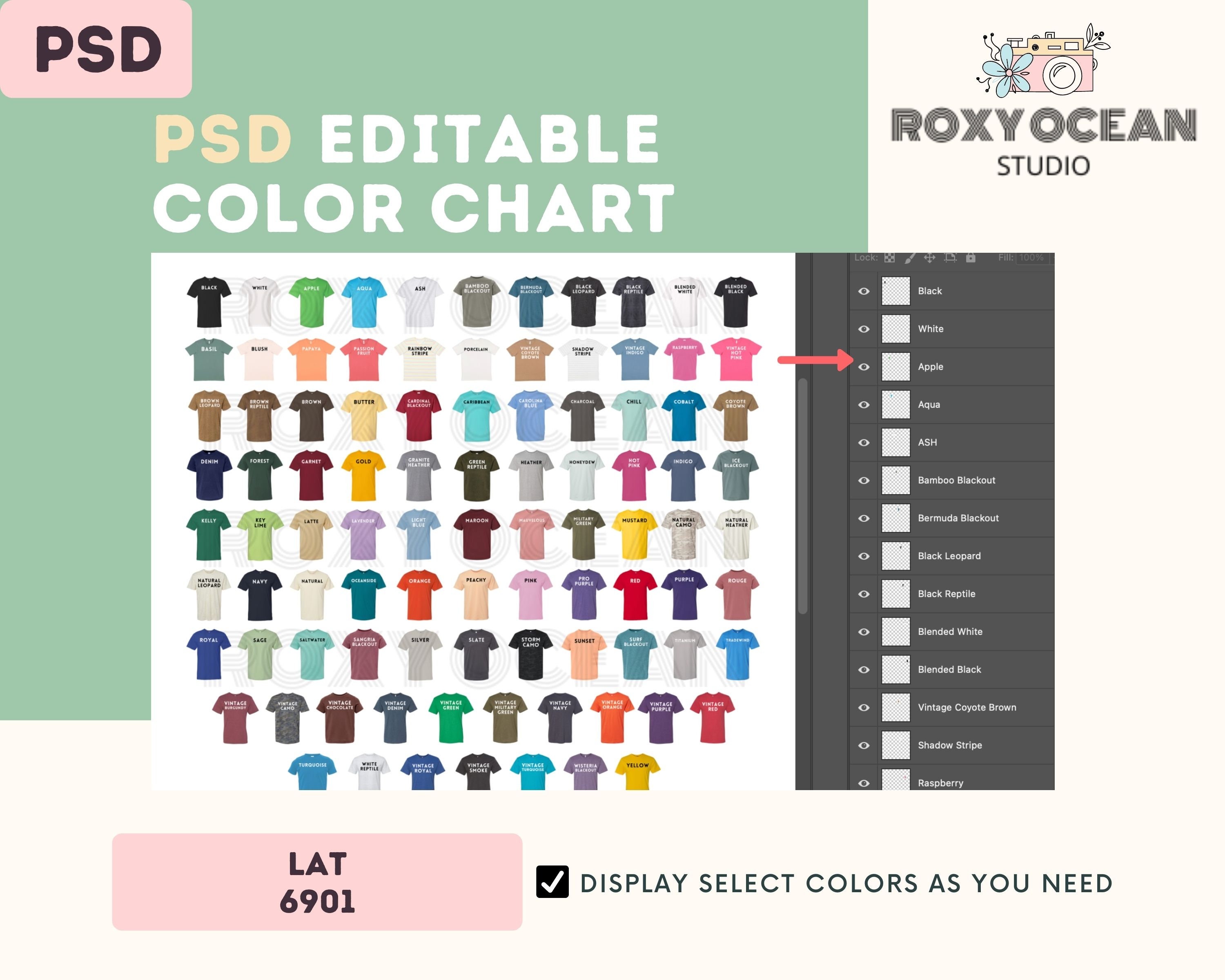 LAT 6901 Color + Size Chart | EDITABLE Canva Template | 6901 Fine ...