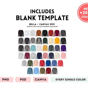 Bella Canvas 3901 Color Size Chart EDITABLE Canva Template 3901 Raglan ...