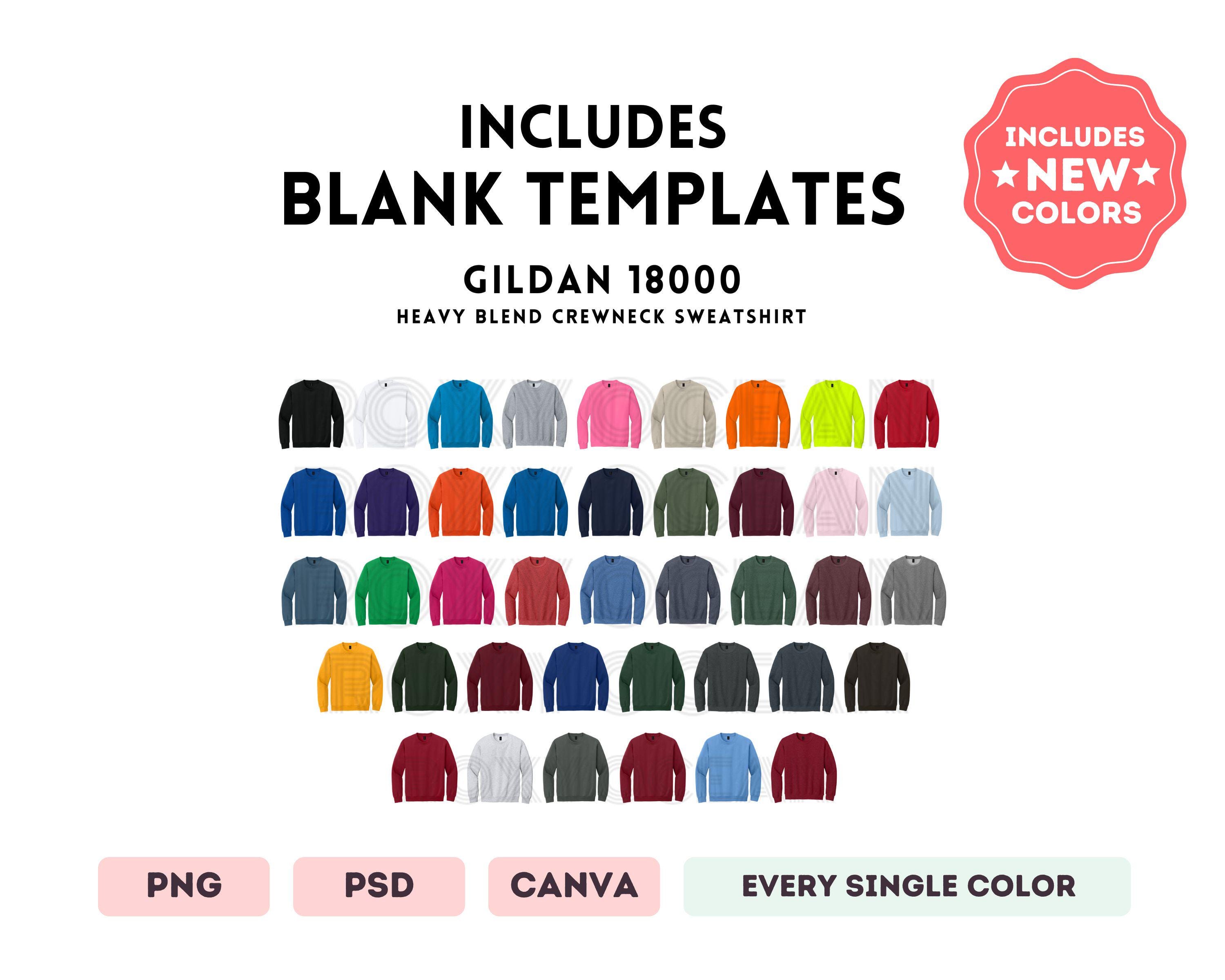 G180 Color + Size Chart | EDITABLE Canva Template | G180 Crewneck ...