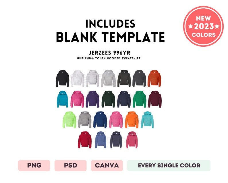 Jerzees 996YR Color Size Chart EDITABLE Canva Template - Etsy